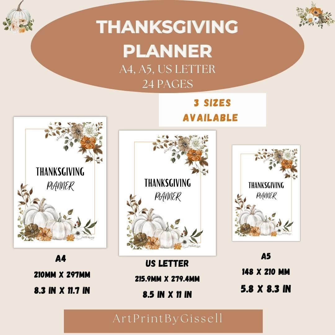 Thanksgiving Planner Turkey Day Thanksgiving Bundle Holiday Menu ...