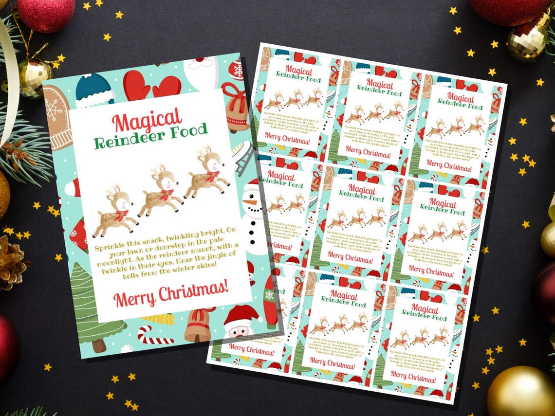 Magic Reindeer Food Tag Reindeer Food Labels Christmas Eve Tradition ...