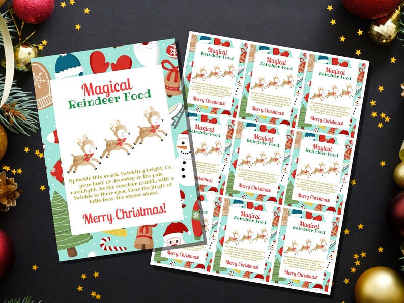 Magic Reindeer Food Tag Reindeer Food Labels Christmas Eve Tradition ...