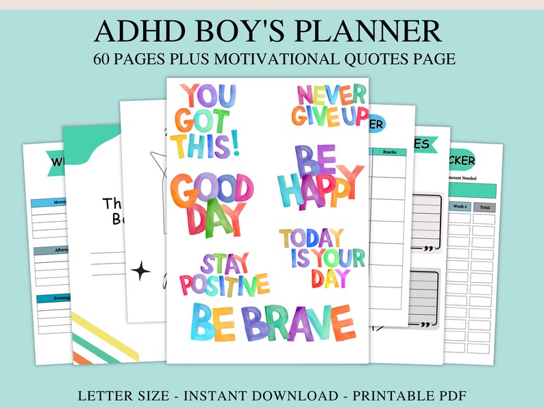 ADHD Planner for Kids Printable School Planner & Organizer/ Teens ADHD ...