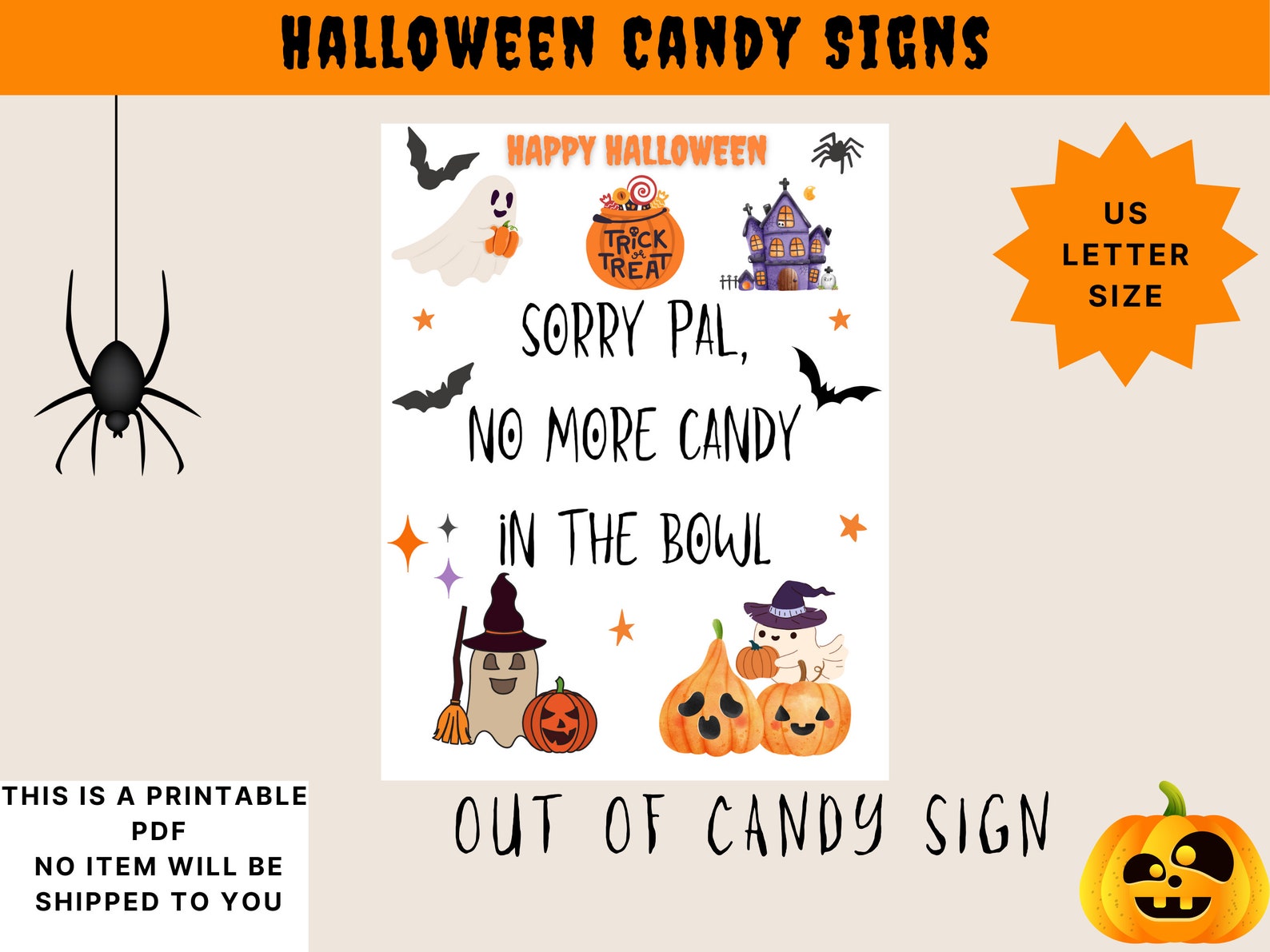 Halloween Candy Sign Trick or Treat Sign Halloween Porch Sign Please ...