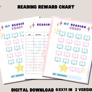 Kids Printable Reading Chart-toddler Reward Chore Chart, Behavior Chart ...