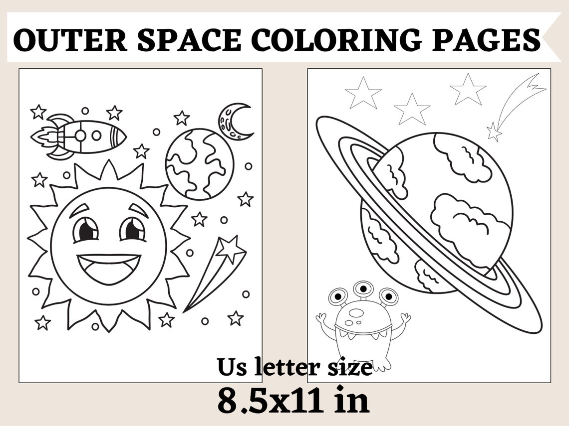 Space-themed Coloring Pages Space Planets Coloring Book Summer - Etsy