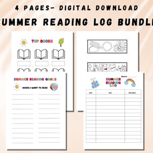 Summer Reading List Teens, Kids Reading Log Coloring Bookmarks Children ...