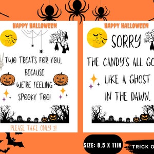 Trick or Treat Sign Halloween Candy Sign Halloween Porch Sign Please ...