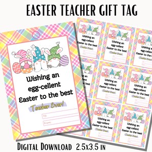 Easter Teacher Gift Tags, Bunny Favor Teacher Tags, Goodie Bag Tags ...