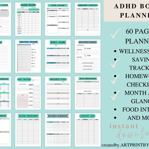 ADHD Planner for Kids Printable School Planner & Organizer/ Teens ADHD ...