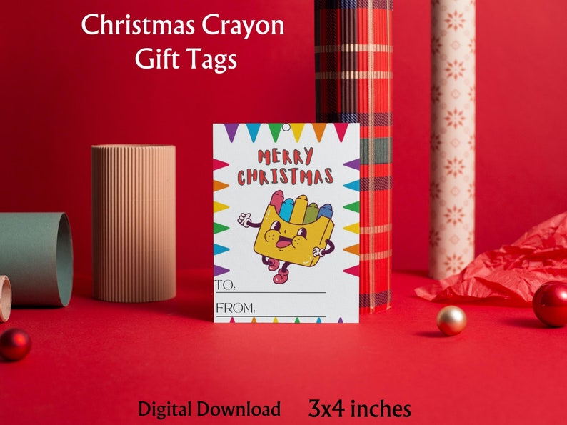 Christmas Crayons Gift Tag Holiday Class Gift From Teacher to Students ...
