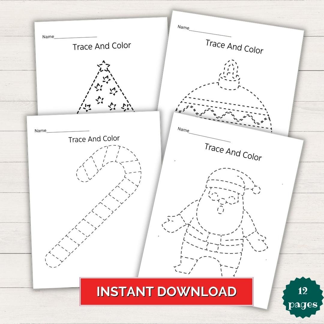 Christmas Tracing Practice Worksheets for Preschoolers and Handwriting ...
