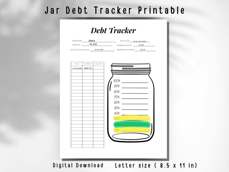 Debt Snowball Budgeting Payments Tracker Debt Jar, Finance Expenses ...