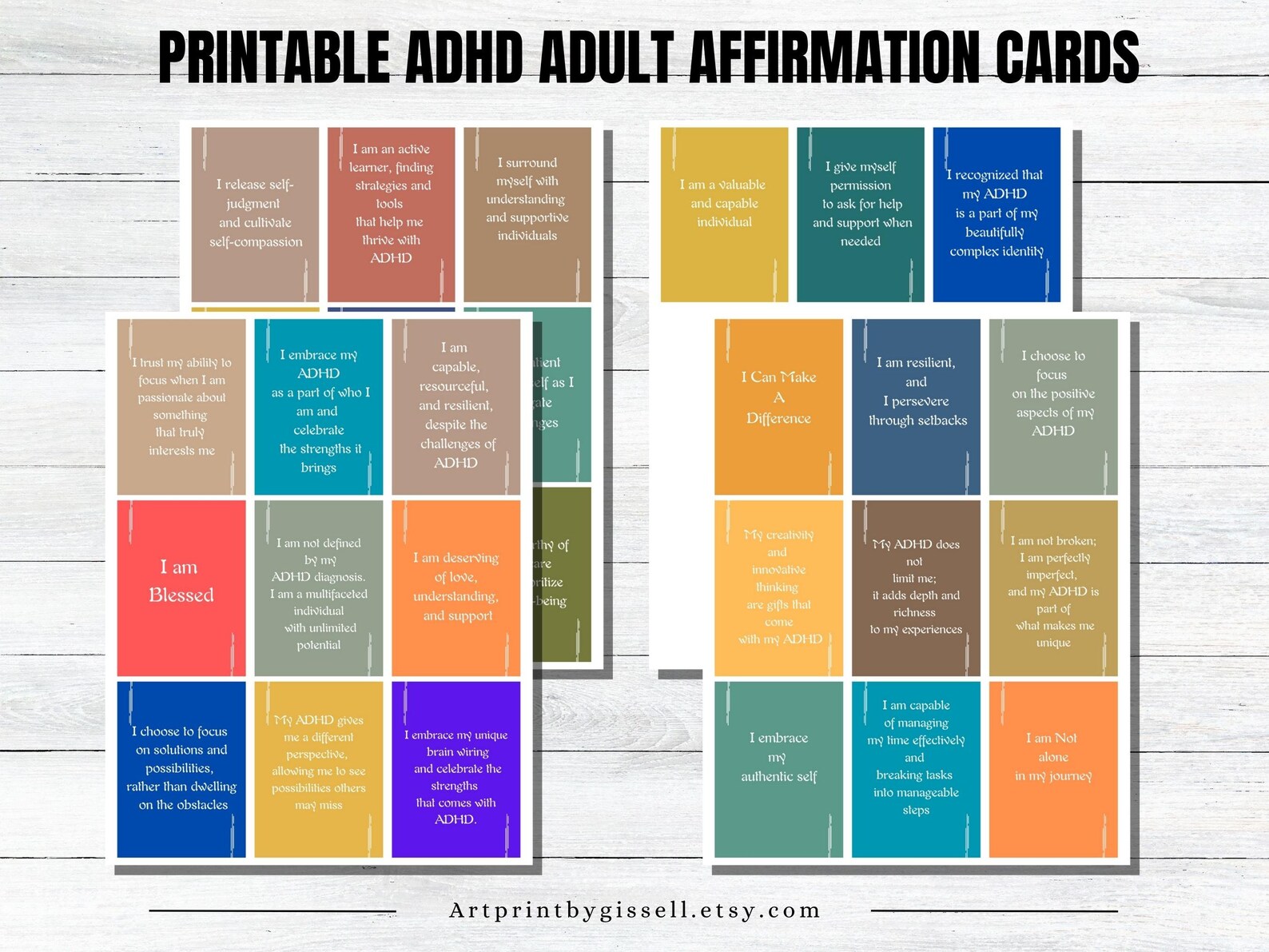 Printable Affirmation Cards Mindful Affirmation Cards for ADHD Adults ...