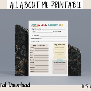 Back to School All About Me Student Worksheet First Day of School About ...