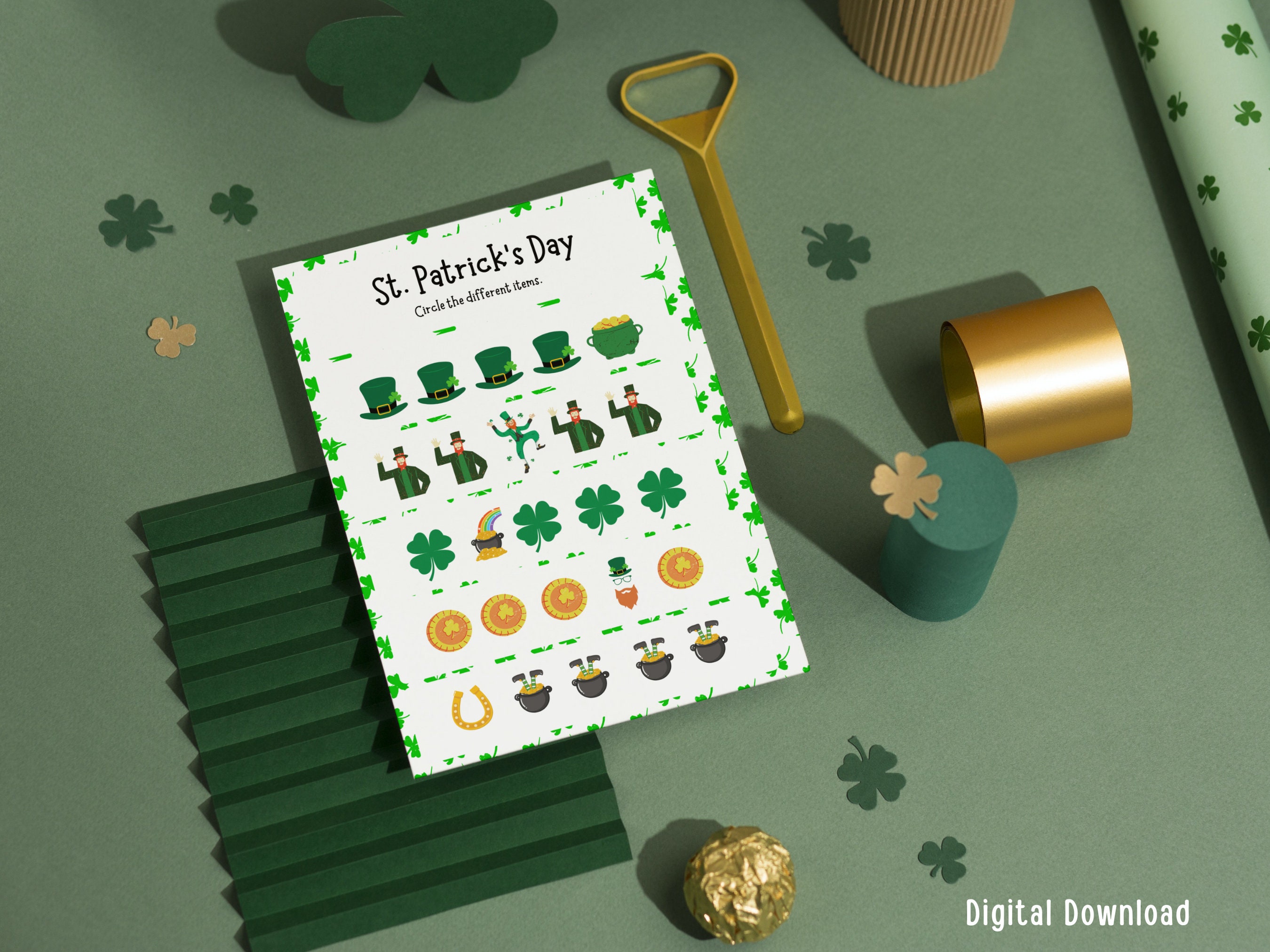 St. Patrick's Day Kids Activities Word Search, I Spy, Maze, Unscramble ...