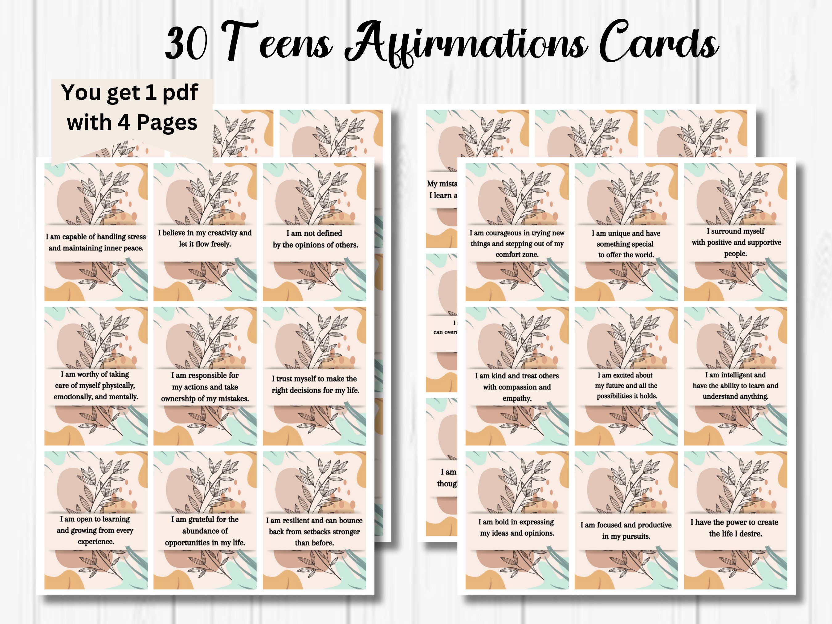 Teen Confidence Booster Affirmation Cards 30 Daily Inspirational ...