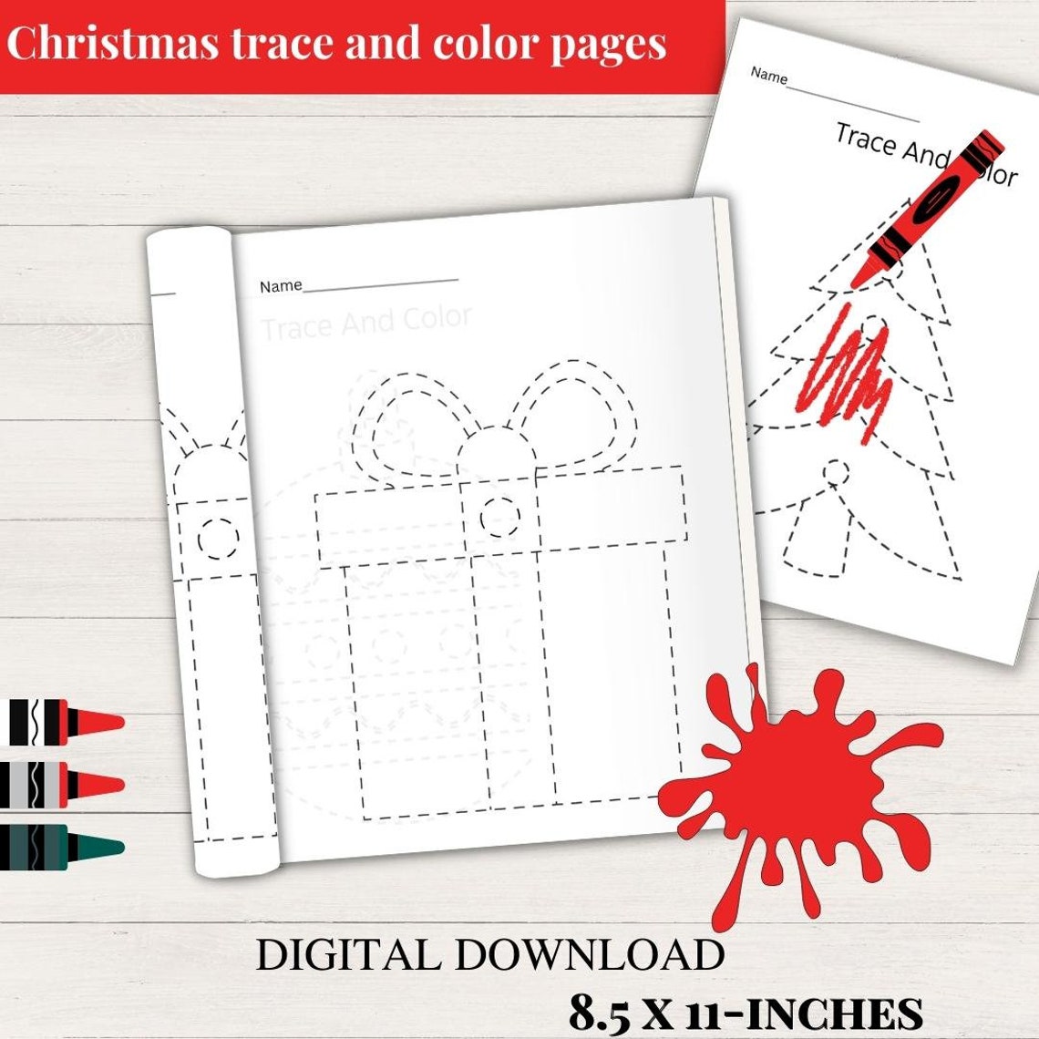 Christmas Tracing Practice Worksheets for Preschoolers and Handwriting ...
