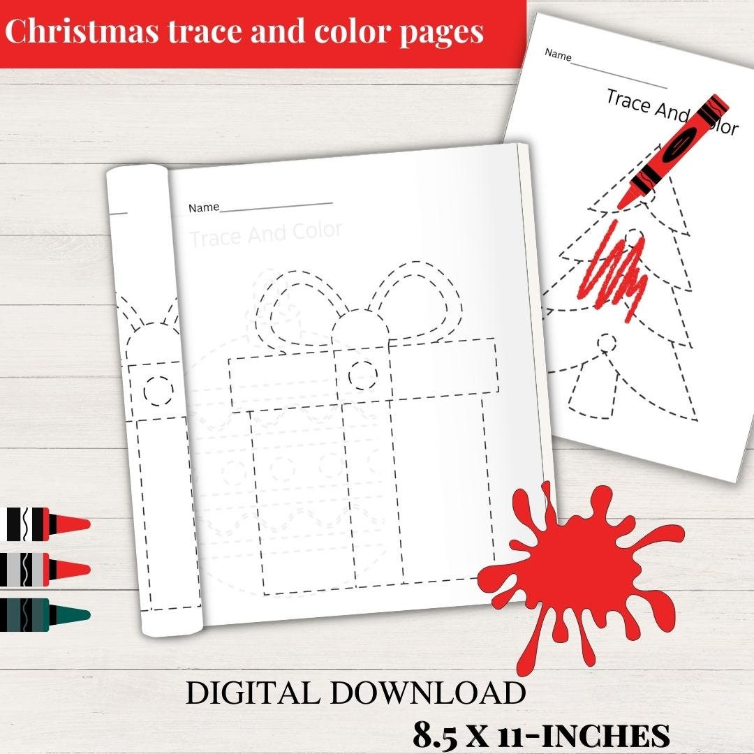 Christmas Tracing Practice Worksheets for Preschoolers and Handwriting ...