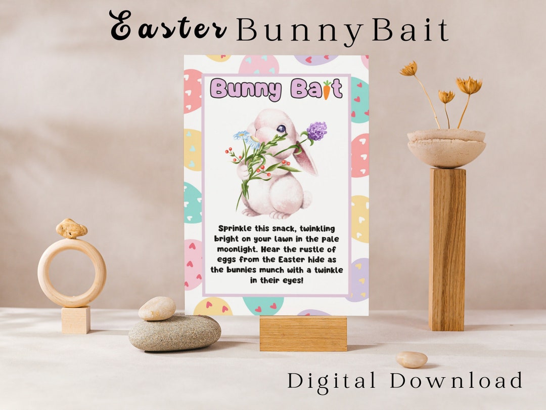 Printable Easter Bunny Bait Card - Adorable Bunny Food Tag, Perfect for ...