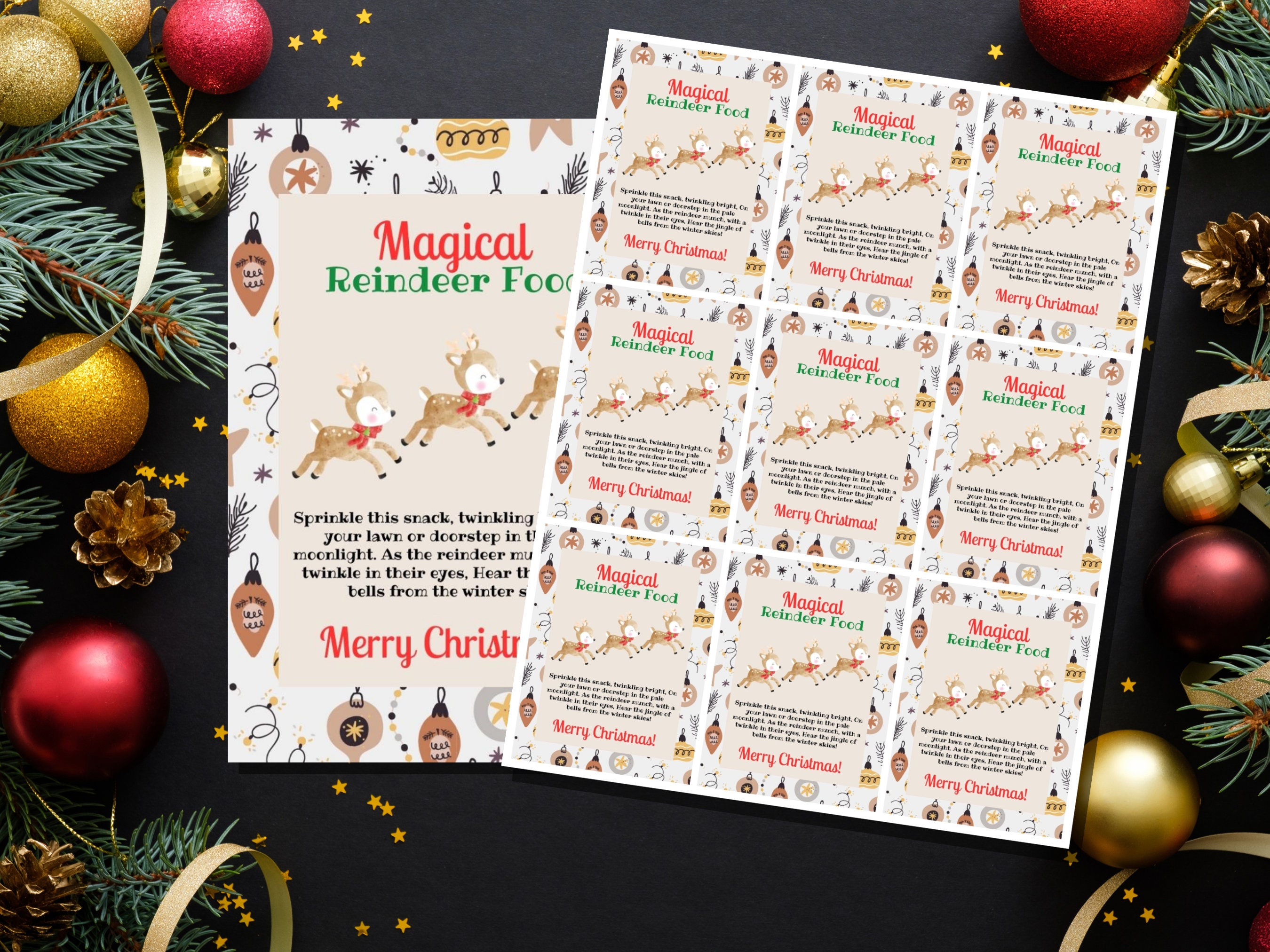Magic Reindeer Food Tag Reindeer Food Labels Christmas Eve Tradition ...