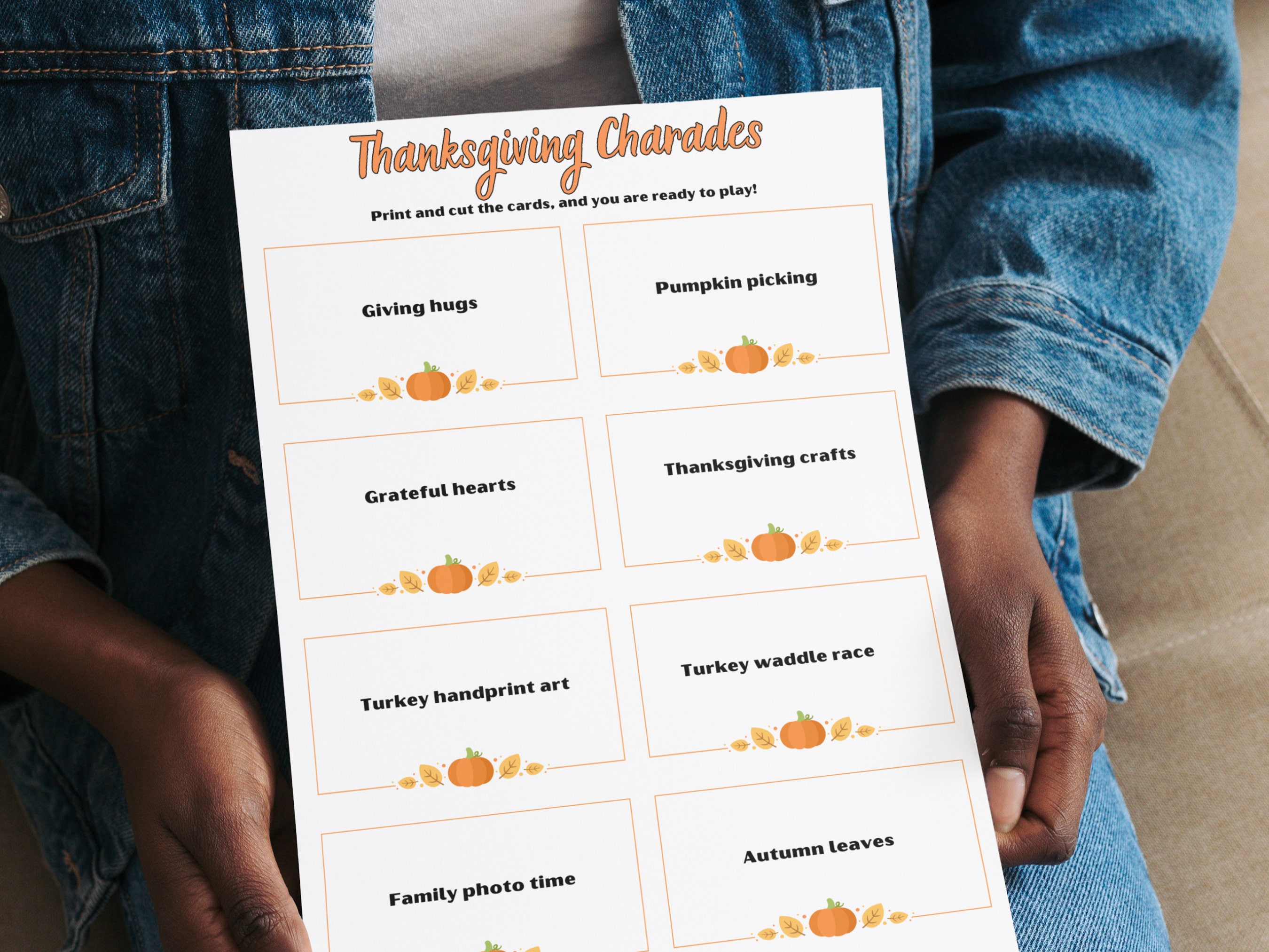 Thanksgiving Family Fun Charades Game, Printable Pictionary Trivia, Act ...