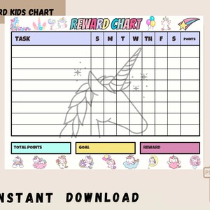 Printable Unicorn Reward Chart for Kids Behavior Chart - Etsy