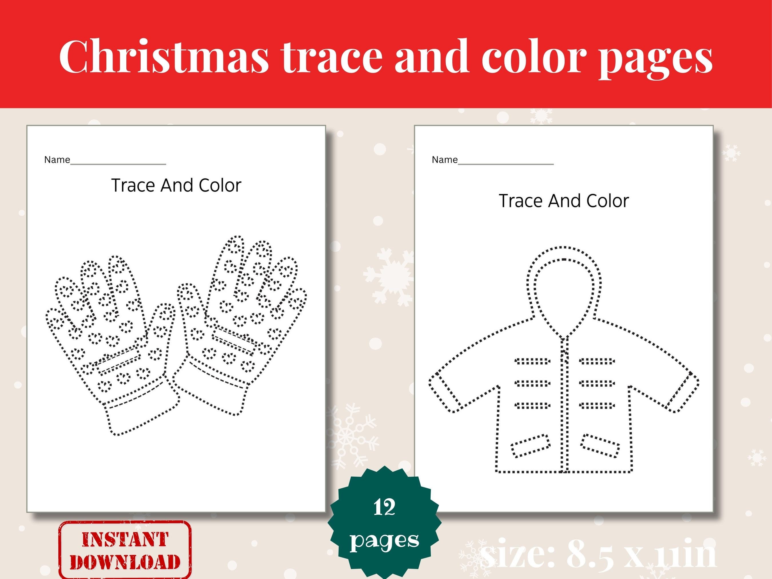Christmas Tracing Practice Worksheets for Preschoolers and Handwriting ...