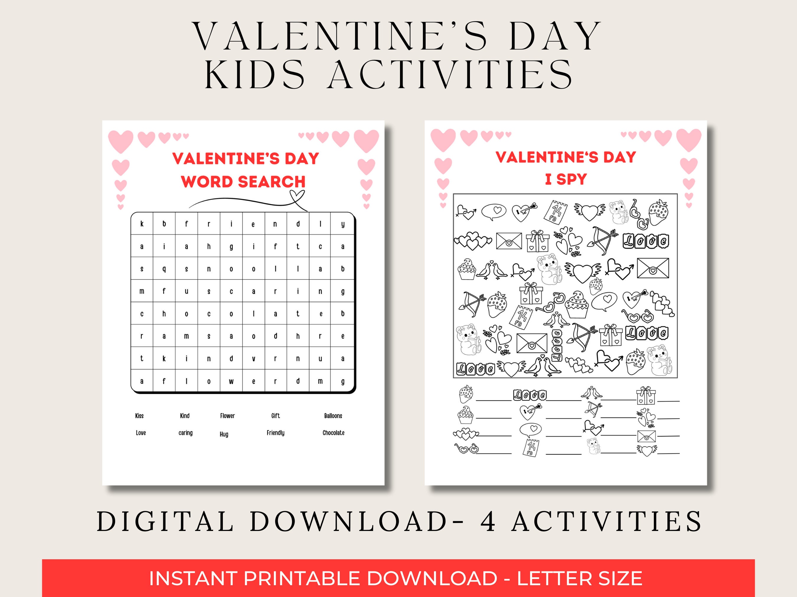 Printable Valentine's Day Activities for Kids: I Spy - Etsy