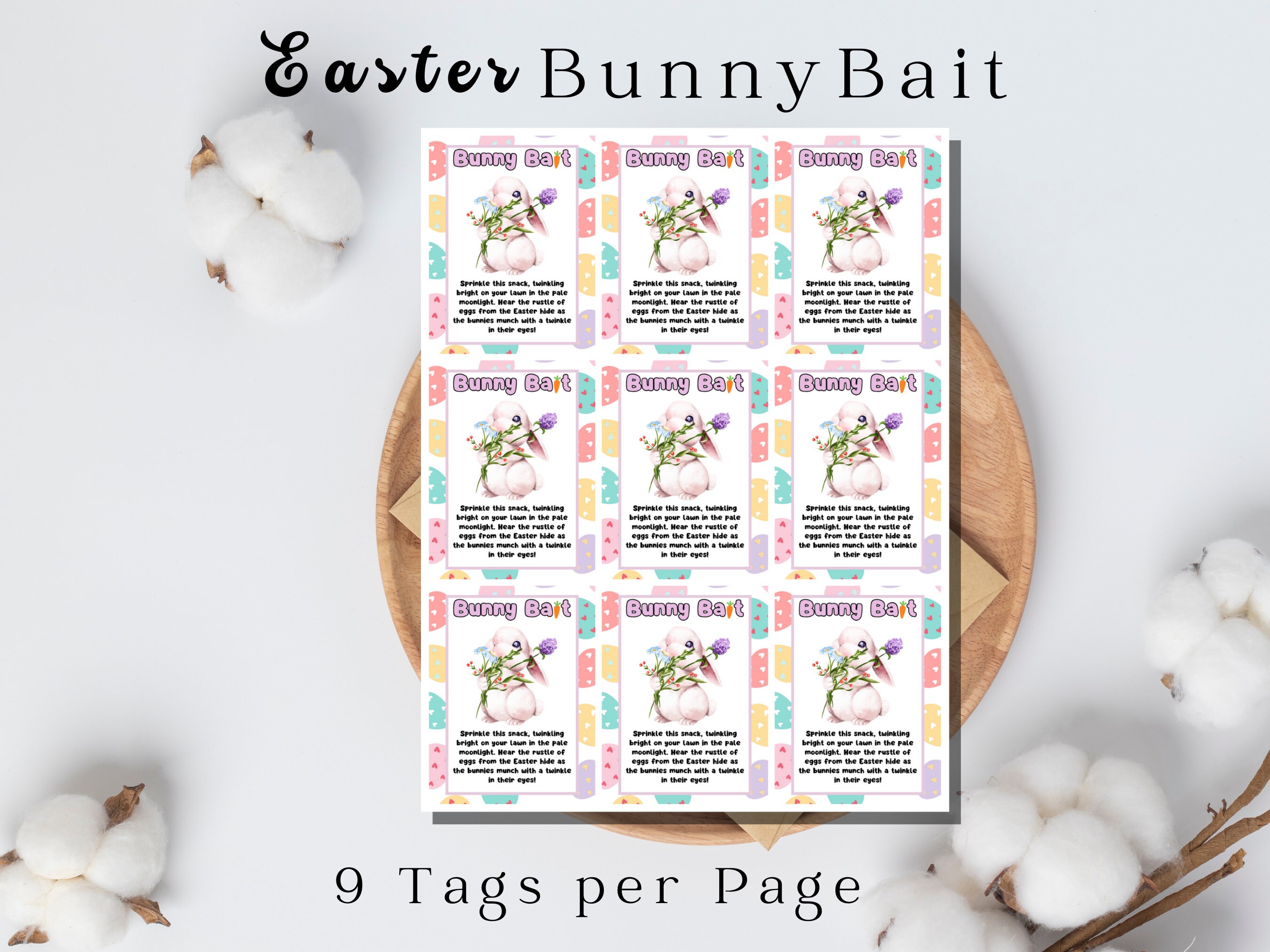 Printable Easter Bunny Bait Card - Adorable Bunny Food Tag, Perfect for ...