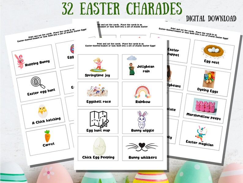 Easter Charades for Kids and Adults Printable Family Game for ...