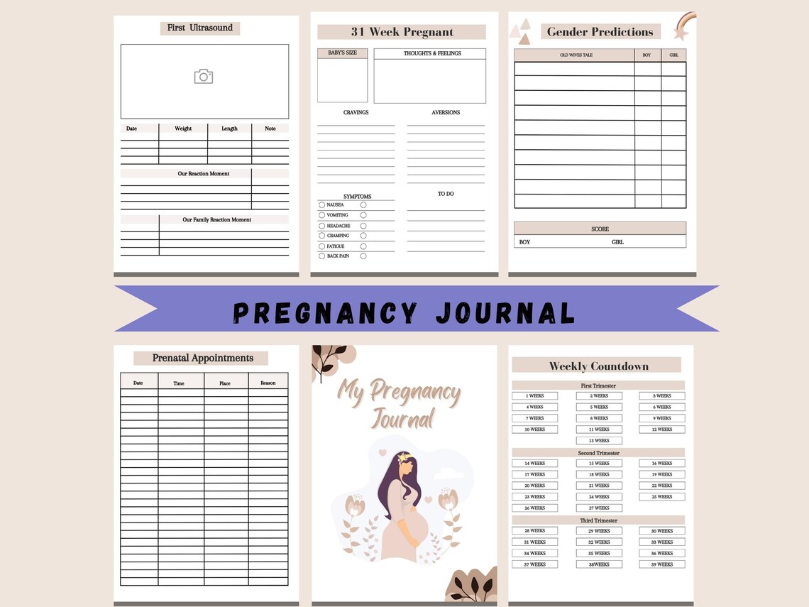 Printable Pregnancy Journal Planner for Moms Digital Download - Etsy