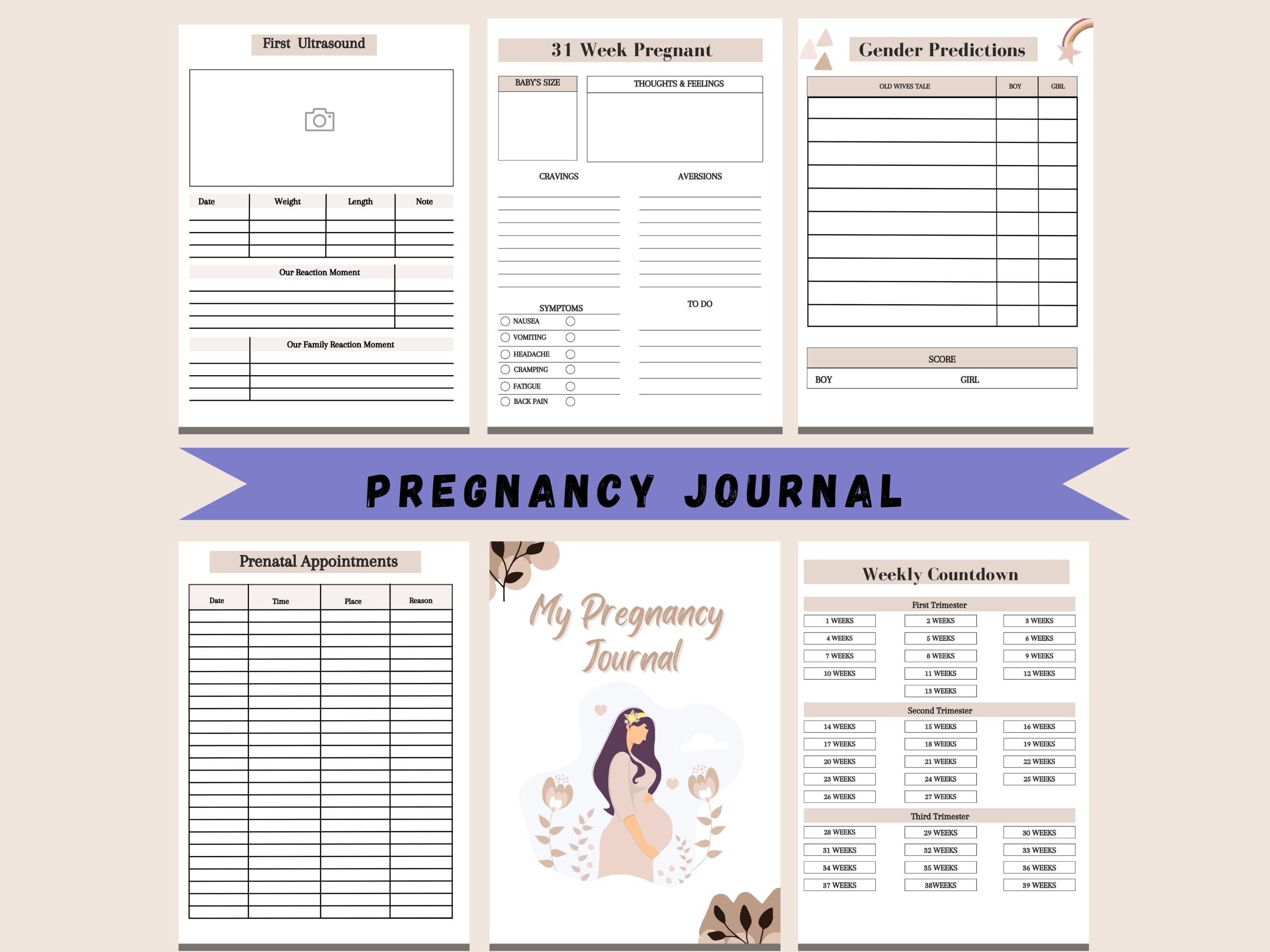 Printable Pregnancy Journal Planner for Moms Digital Download Weekly ...