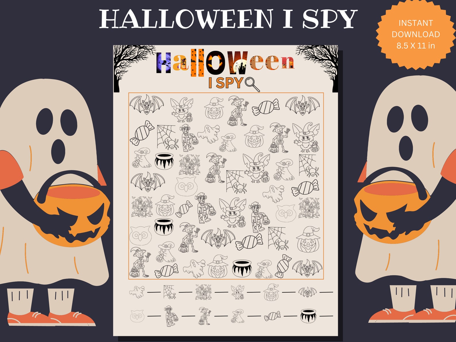 Halloween I SPY Printable Fun Search and Find Activity for - Etsy