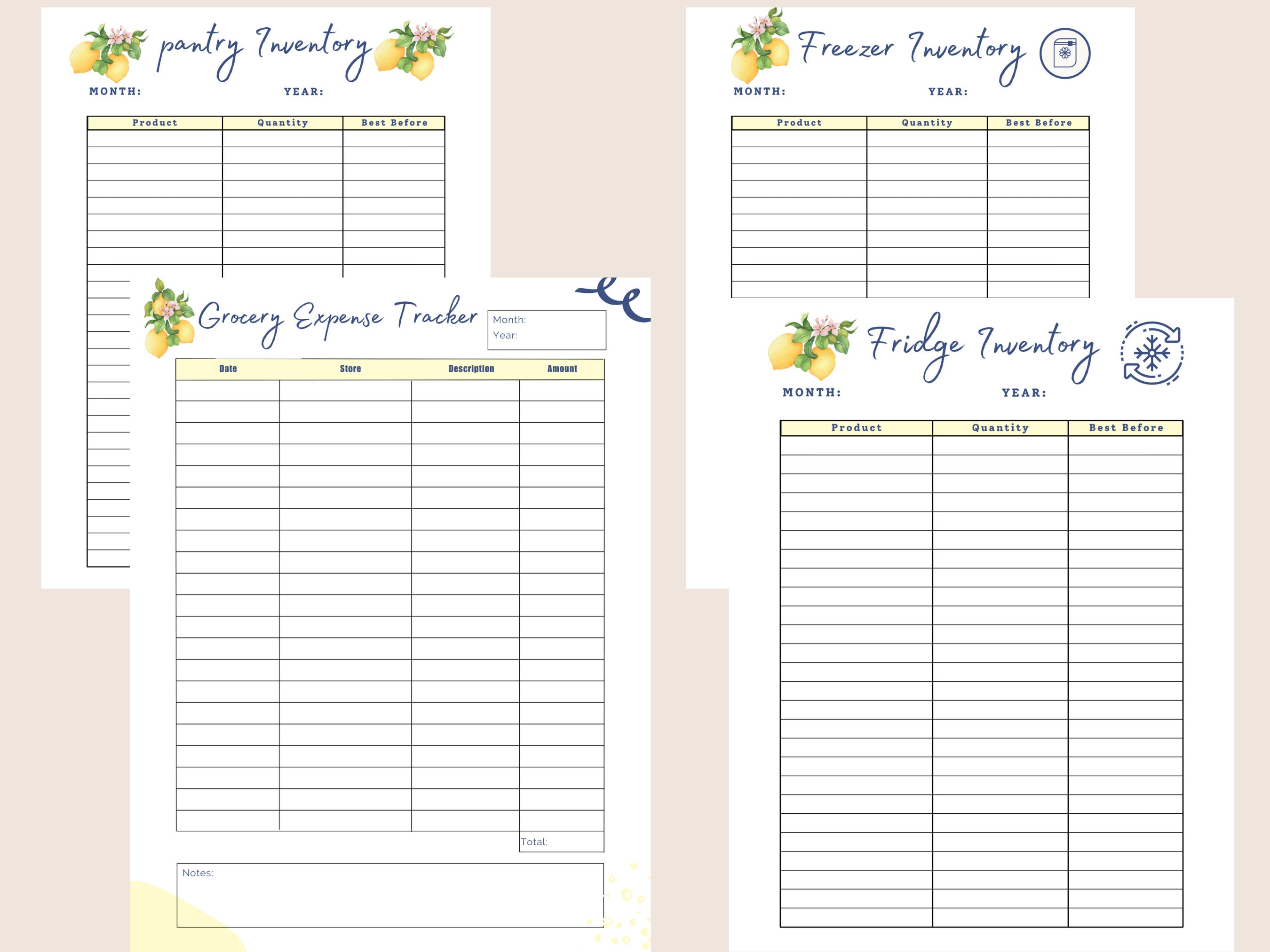 Grocery List-meal Planner Printable, Diary Meal Tracker, Weekly ...