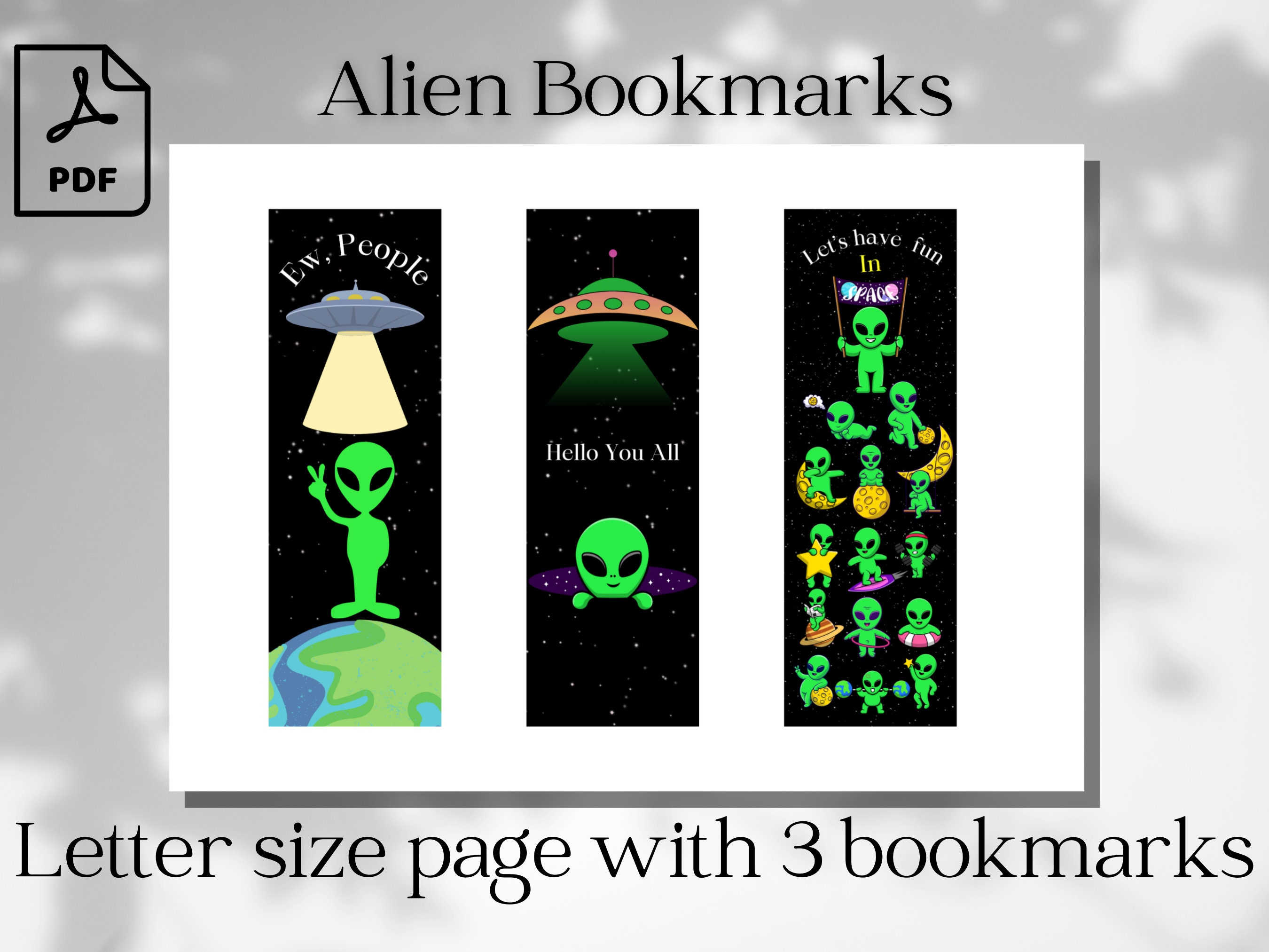 Printable Alien Bookmarks, Vibrant and Fun Design, Ideal for Book ...