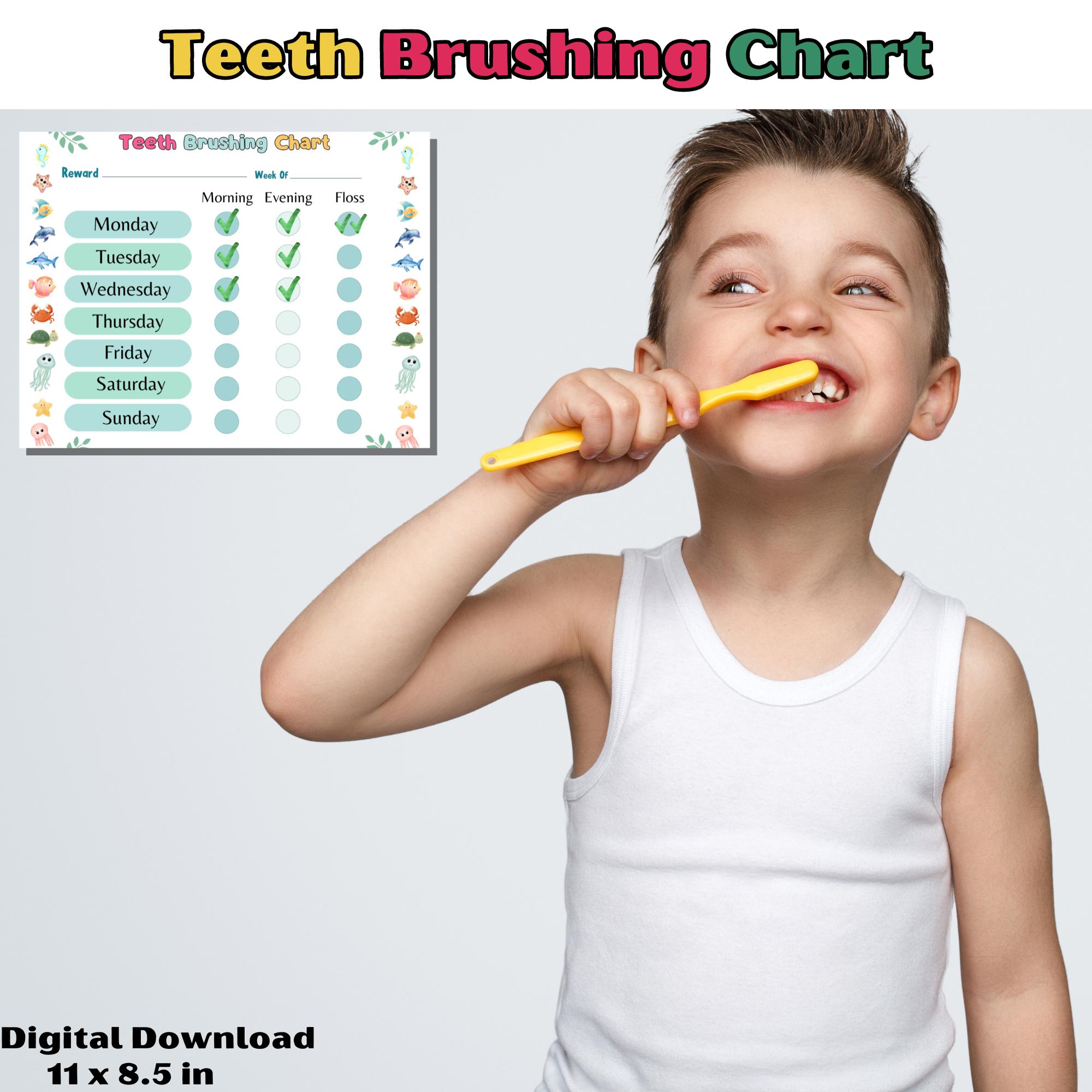Printable Teeth Brushing Routine for Kids & Toddlers, Chore Chart Kids ...