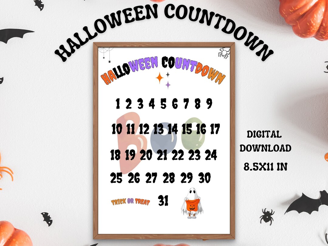 Halloween Countdown Printable, Halloween Advent Calendar Gift, Fall ...