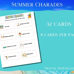 Summer Charades Printable Game for Kids and Adults Indoor Family Fun ...