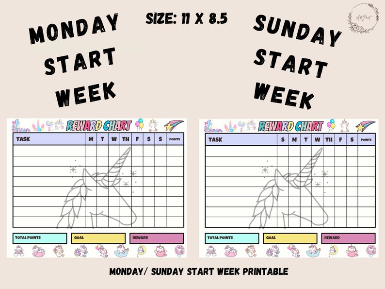 Printable Unicorn Reward Chart for Kids Behavior Chart - Etsy