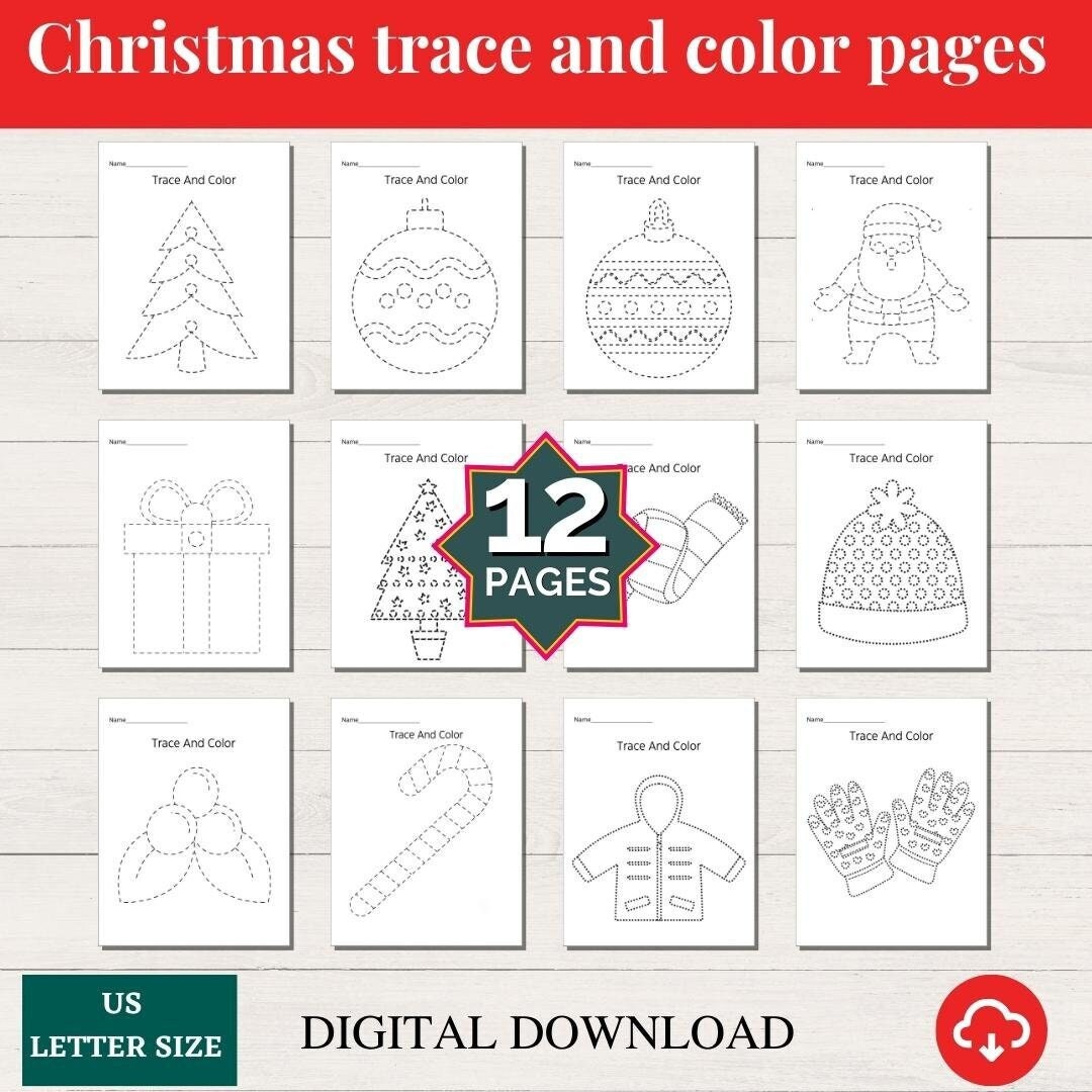 Christmas Tracing Practice Worksheets for Preschoolers and Handwriting ...