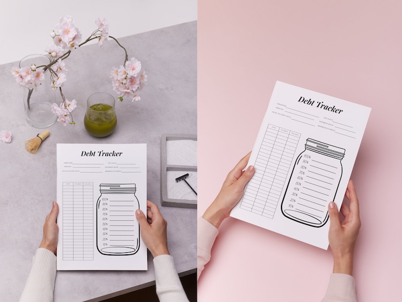 Debt Snowball Budgeting Payments Tracker - Debt Jar, Finance Expenses ...