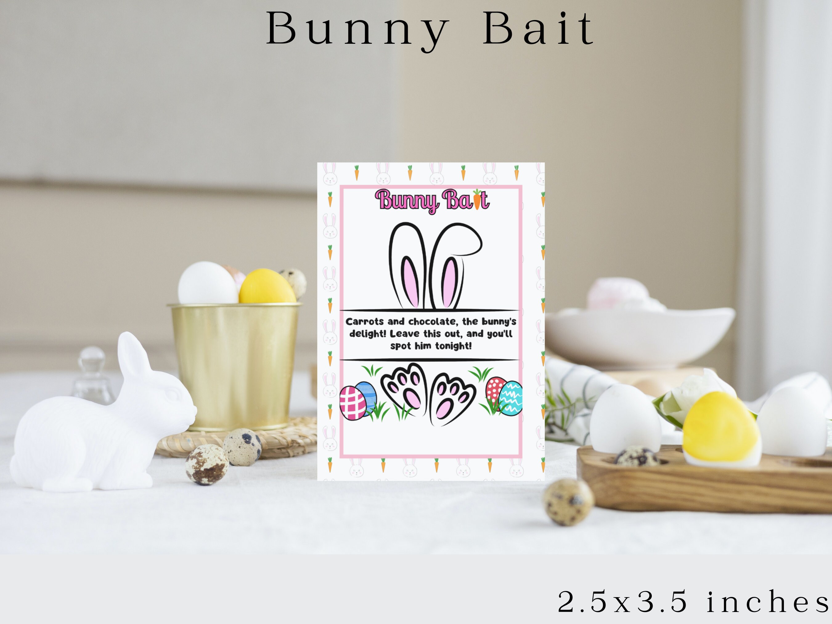 Printable Easter Bunny Bait Card - Adorable Bunny Food Tag, Perfect for ...
