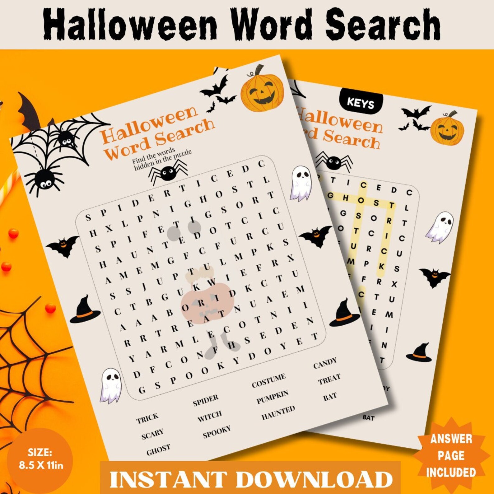 Halloween Word Search for Kids, Classroom Word Find Halloween ...
