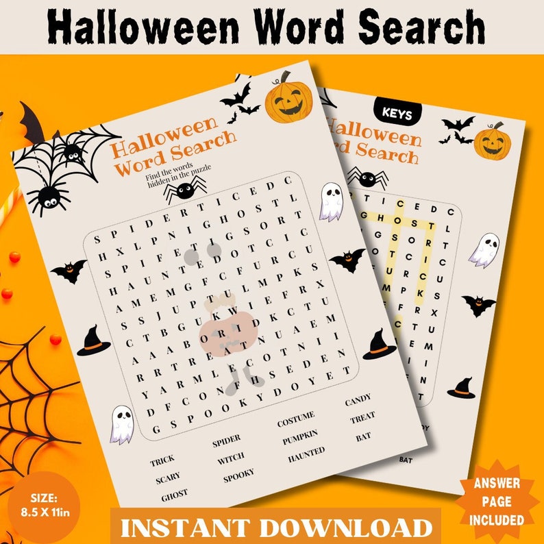 Halloween Word Search for Kids, Classroom Word Find Halloween ...