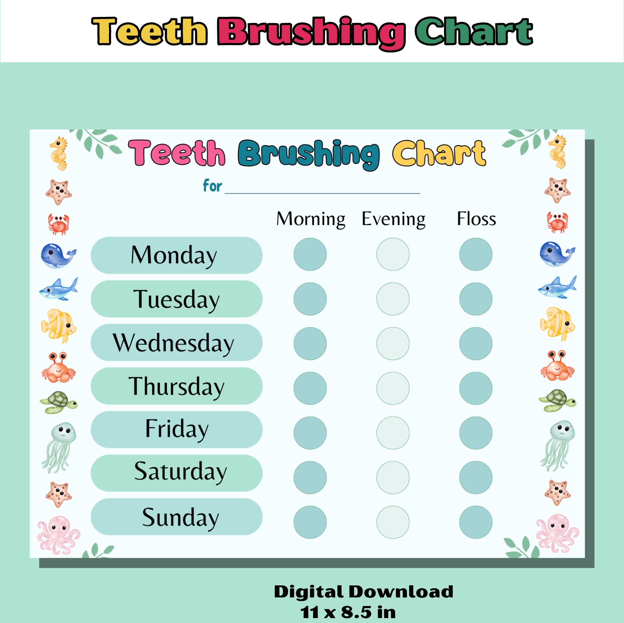 Printable Teeth Brushing Routine for Kids & Toddlers, Chore Chart Kids ...