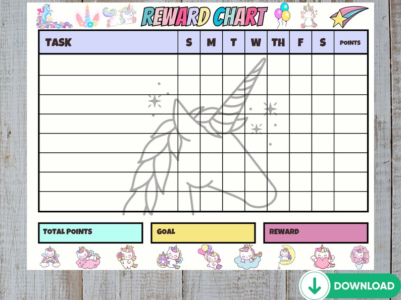 Printable Unicorn Reward Chart for Kids Behavior Chart - Etsy