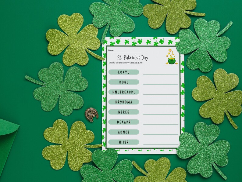 St. Patrick's Day Kids Activities Word Search, I Spy, Maze, Unscramble ...