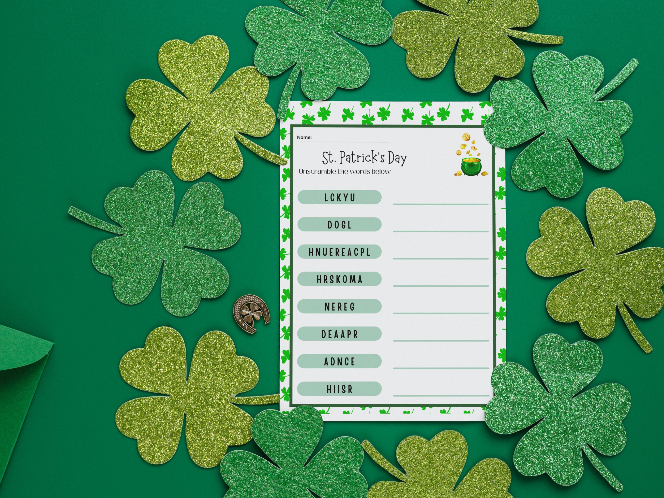 St. Patrick's Day Kids Activities Word Search, I Spy, Maze, Unscramble ...