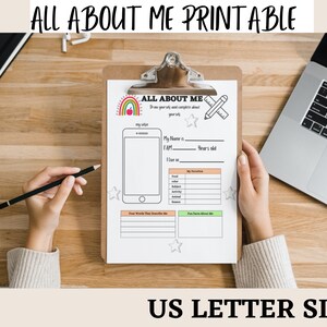 Back to School All About Me Student Worksheet First Day of School About ...