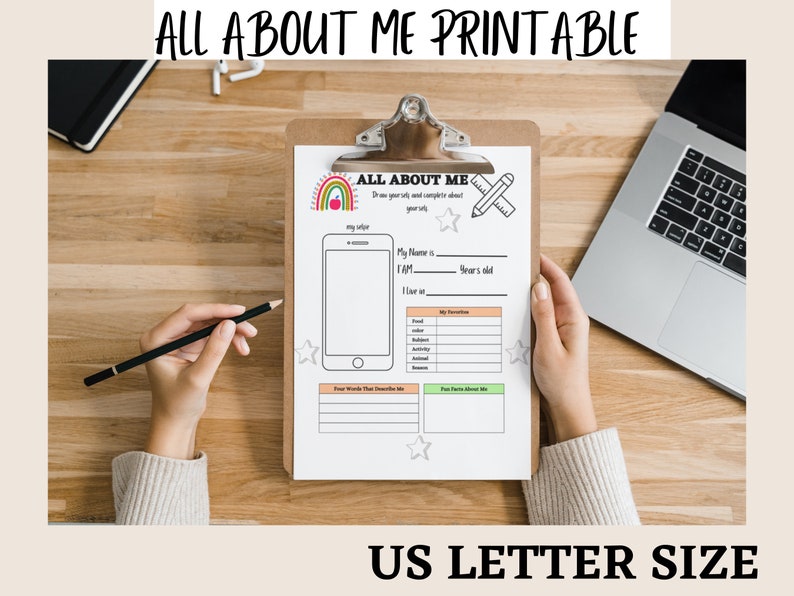 Back to School All About Me Student Worksheet First Day of School About ...