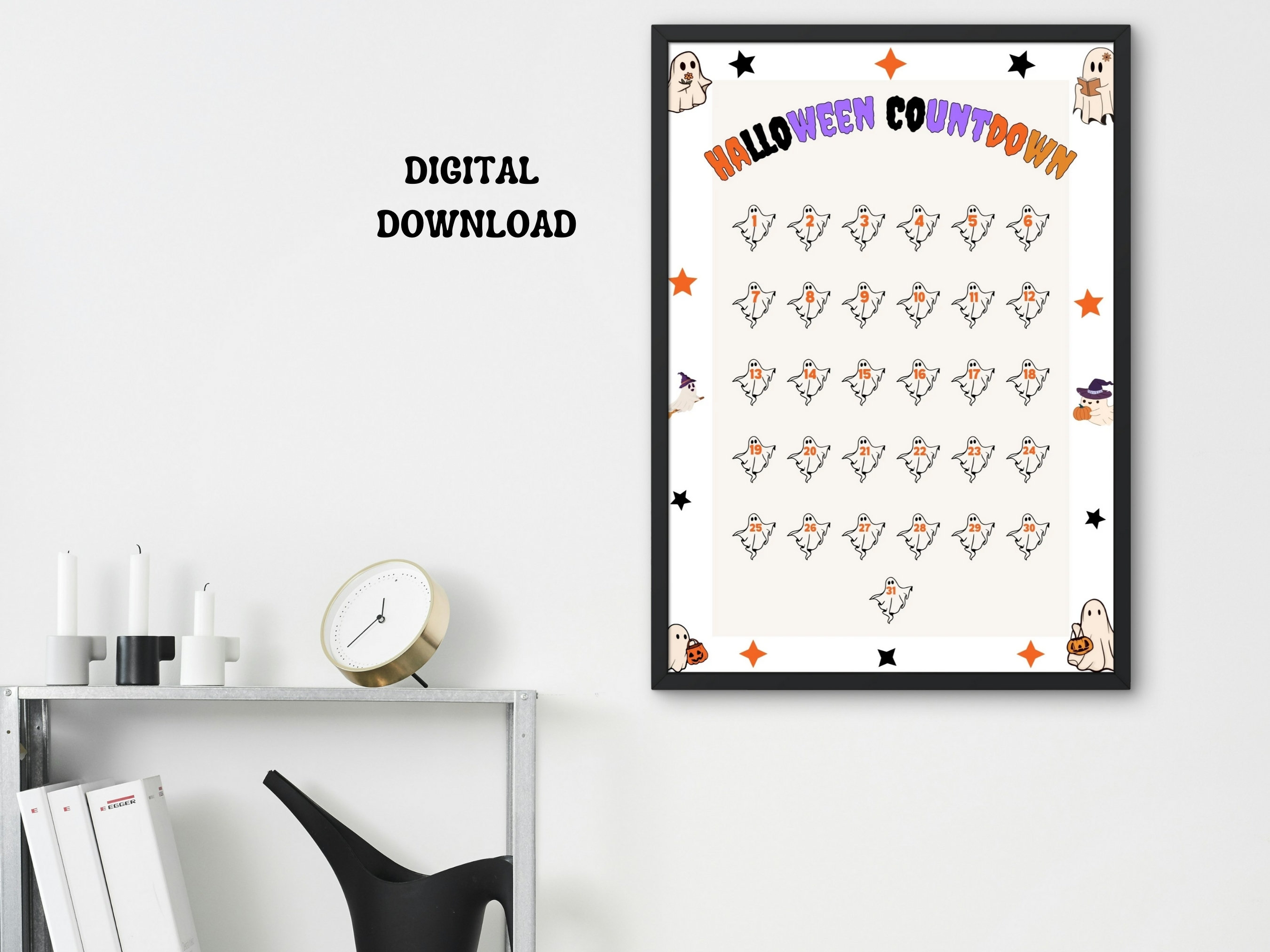 Halloween Countdown Printable, Halloween Advent Calendar Gift, Fall ...