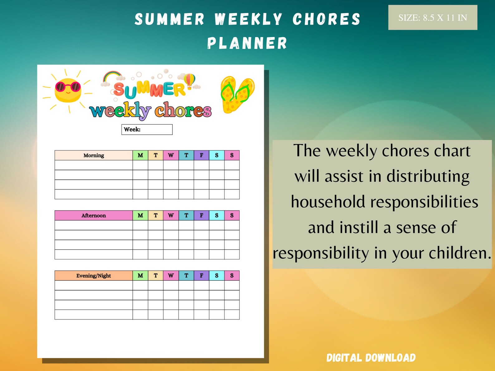 Summer Bucket List Planner Kids' Fun Activities Printable Weekly Summer ...